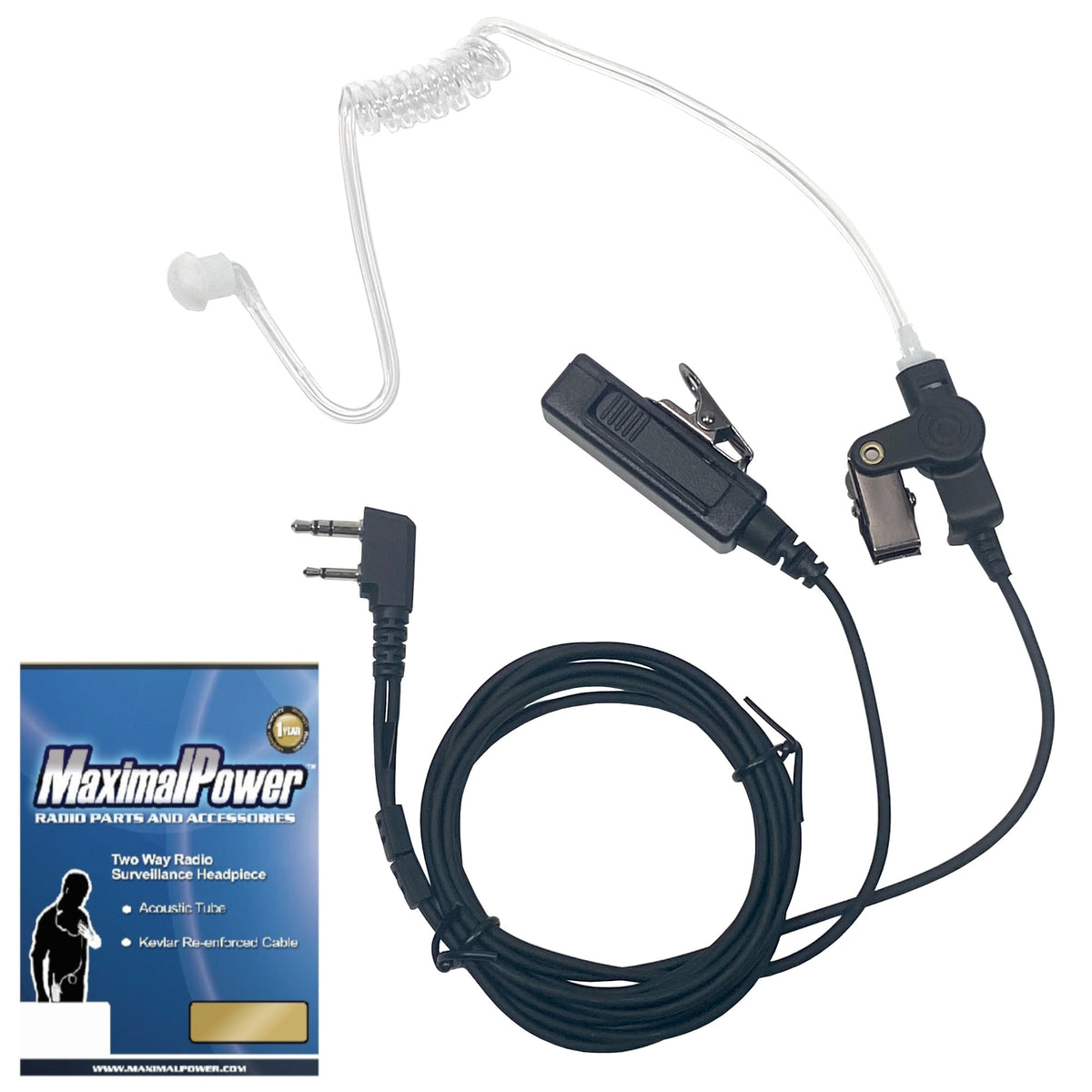 Earpiece Earbud Mic Coil Cord with KEVLAR Reinforced for ICOM 2-Pin 2 ...