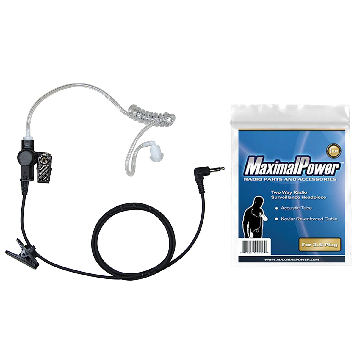Listen-Only Headset for Two-Way Radios w/ Earpiece & 3.5FT Wire (Long ...