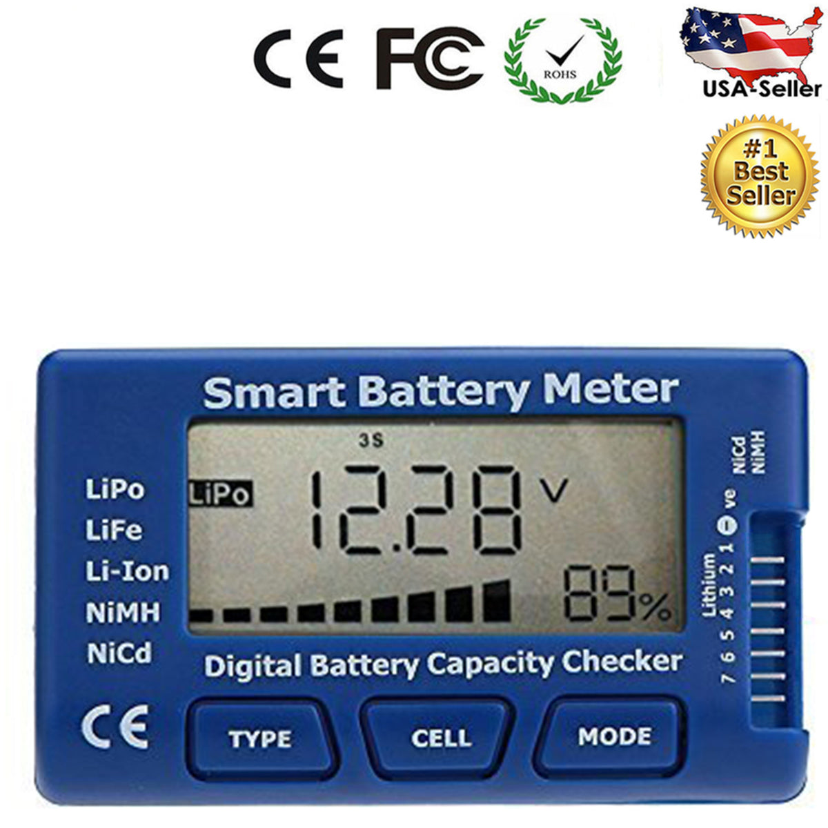 MaximalPower 5-in-1 Battery Meter Intelligent Cell Meter Digital Batte